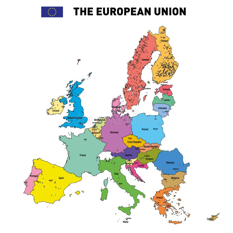 Mapa Do Vetor Da União Europeia Ilustração do Vetor - Ilustração de ...
