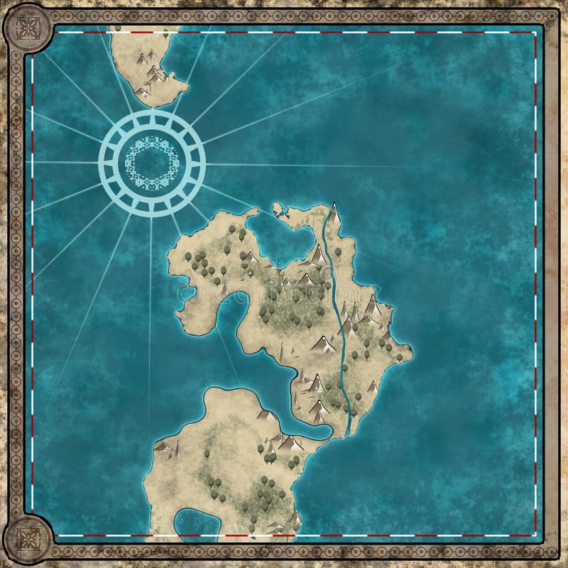 Mapa enmarcado antigüedad stock de ilustración. Ilustración de cuadrado ...