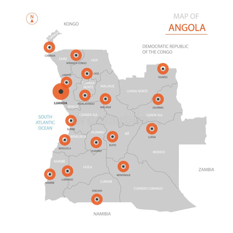 Mapa Estilizado De Angola Del Vector Ilustración del Vector ...