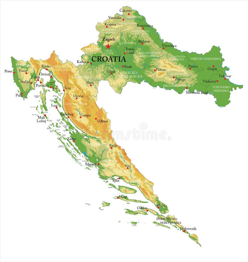 Mapa de Croacia ilustración del vector. Ilustración de tierra - 27962743