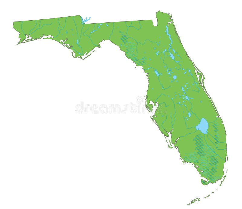 Mapa Físico Detalhado Da Florida. Ilustração do Vetor - Ilustração de ...