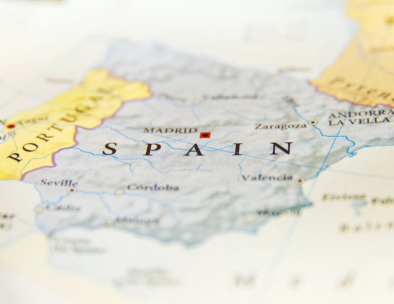 Mapa Geográfico Da Espanha Com Cidades Importantes Imagem de Stock ...