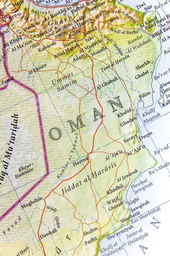 Mapa Geográfico De Omã Com Cidades Importantes Imagem de Stock - Imagem ...