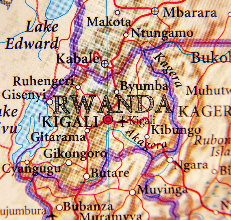Mapa Geográfico De Ruanda Com Cidades Importantes Foto de Stock ...