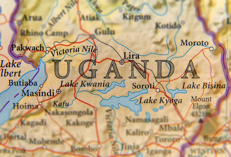 Mapa Geográfico De Uganda Con Las Ciudades Importantes Foto de archivo ...