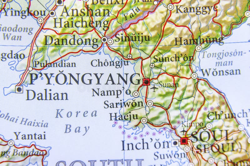 Mapa Geográfico Del Capital Pyongyang De Corea Del Norte Foto de ...