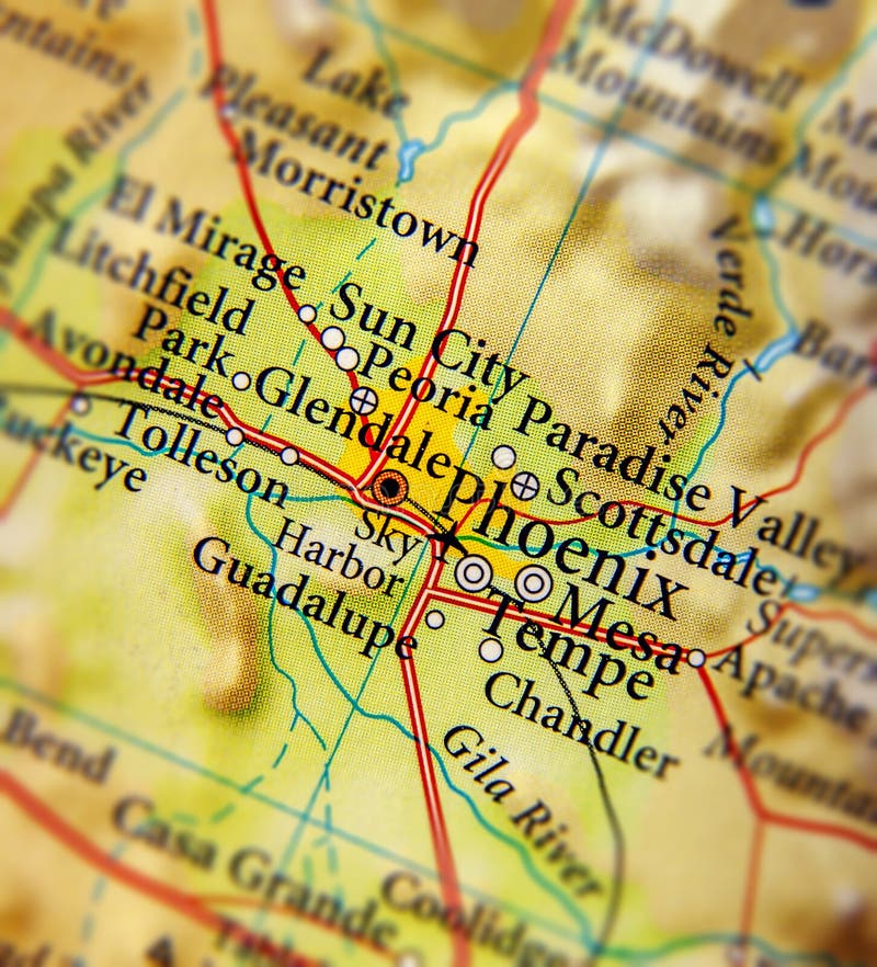Mapa de Phoenix Arizona imagen de archivo. Imagen de destinación - 64974369
