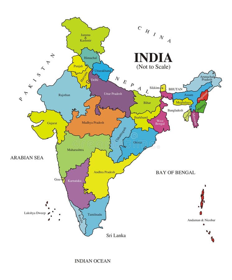 Mapa detalhado de India ilustração do vetor. Ilustração de pino - 9297115