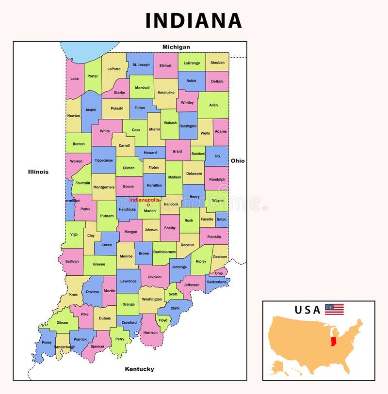 Mapa Indiana. Mapa Político Da índia Com Limites Ilustração do Vetor ...