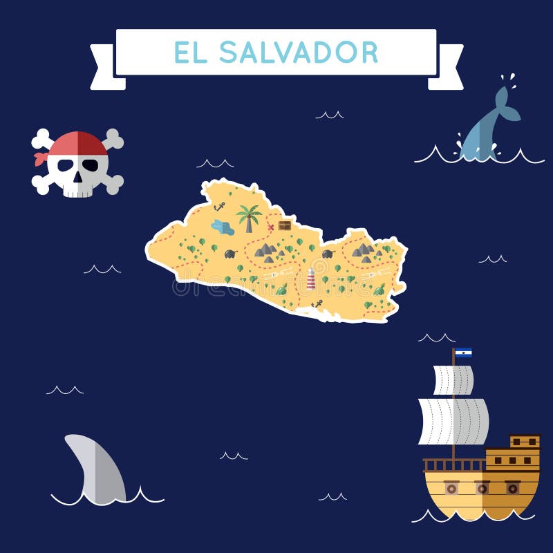 Mapa Liso Do Tesouro De El Salvador Ilustração do Vetor - Ilustração de ...