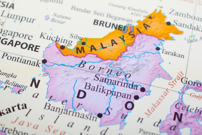 Mapa Malezja Po środku Brunei I Borneo Obraz Stock - Obraz złożonej z ...