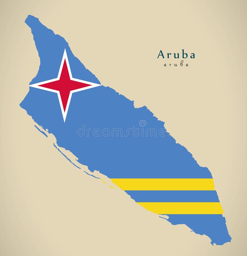 Mapa Moderno - Aruba Con Regiones Detalla El AW Stock de ilustración ...