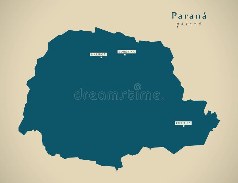Mapa Moderno - BR El Brasil De Paraná Stock de ilustración ...