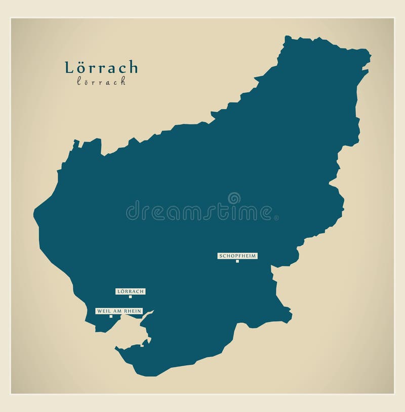 Mapa Del Condado De Loerrach De Baden Wuerttemberg Germany Ilustración ...
