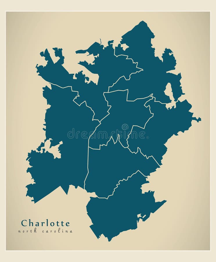 Mapa Moderno Da Cidade - Cidade De Charlotte North Carolina Dos EUA Com ...