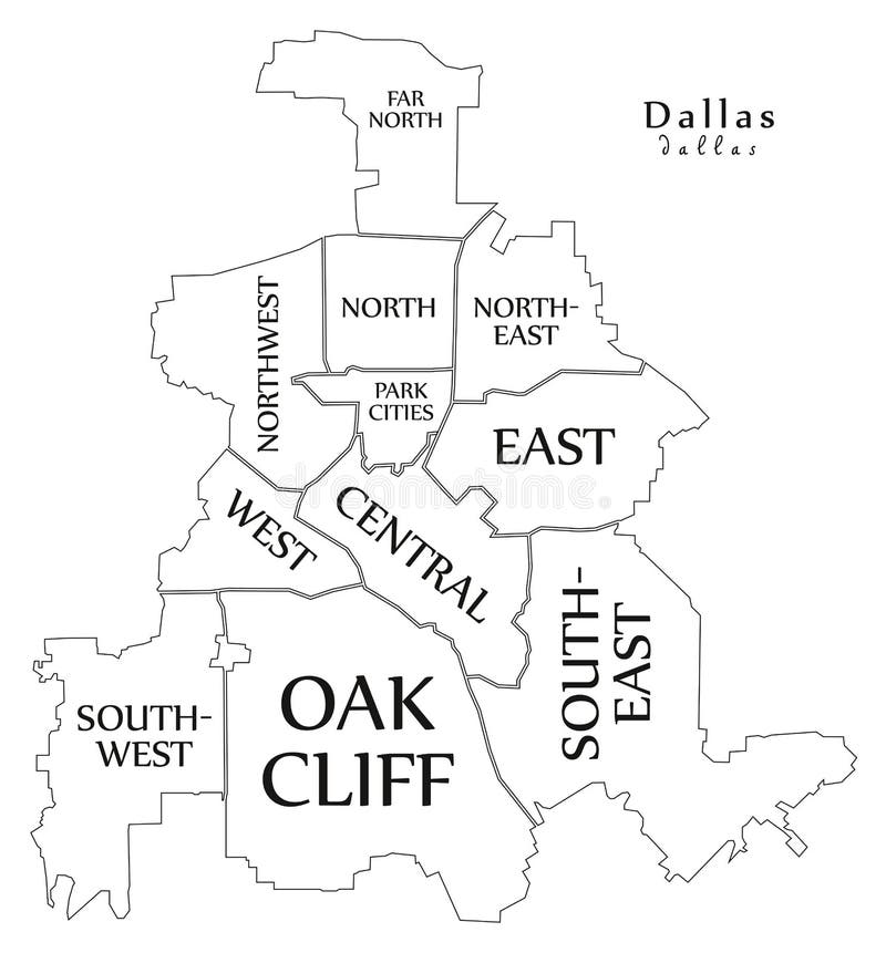 Mapa Moderno - Cidade De Dallas Texas Dos EUA Ilustração do Vetor ...