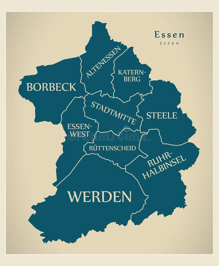 Mapa De Essen Com Cidades E Formas Redondas Modernas Ilustração do ...