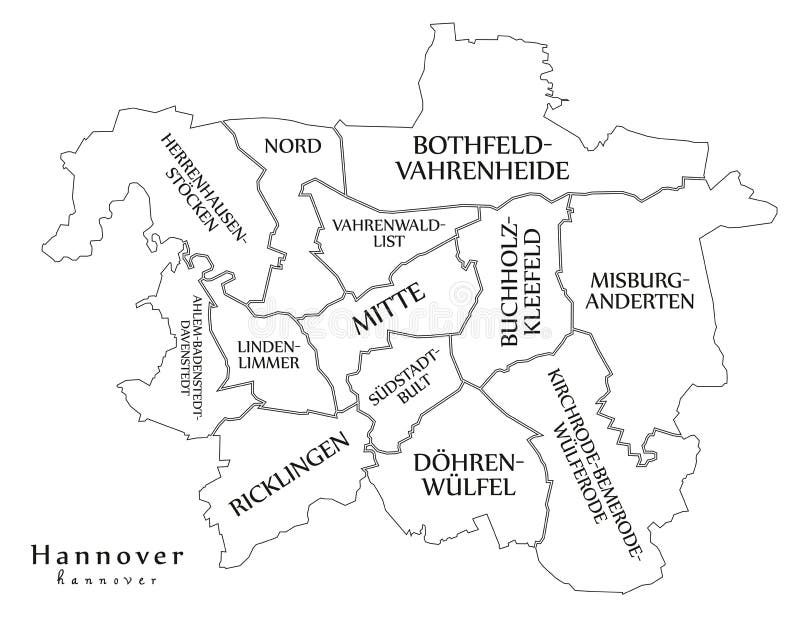Mapa Moderno Da Cidade - Cidade De Hannover De Alemanha Com Cidades E ...