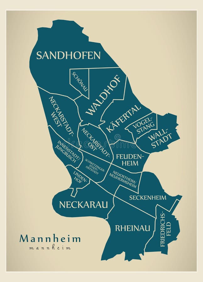 Mapa Moderno Da Cidade - Cidade De Mannheim De Alemanha Com Cidades E ...