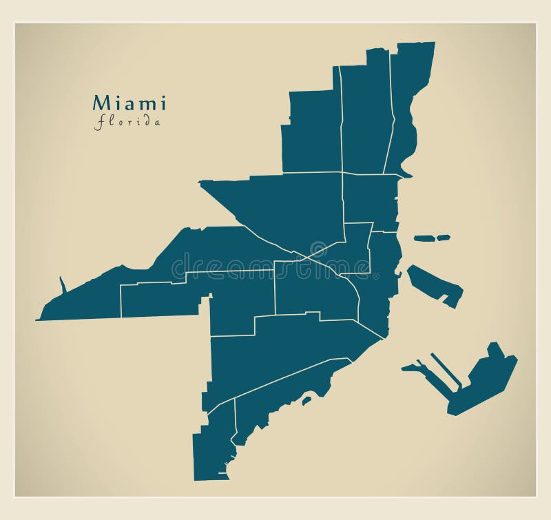 Mapa Moderno Da Cidade - Cidade De Miami Florida Dos EUA Com ...
