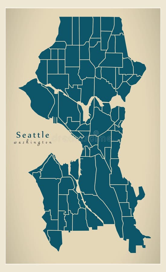 Mapa Moderno Da Cidade - Cidade De Seattle Washington Dos EUA Com ...