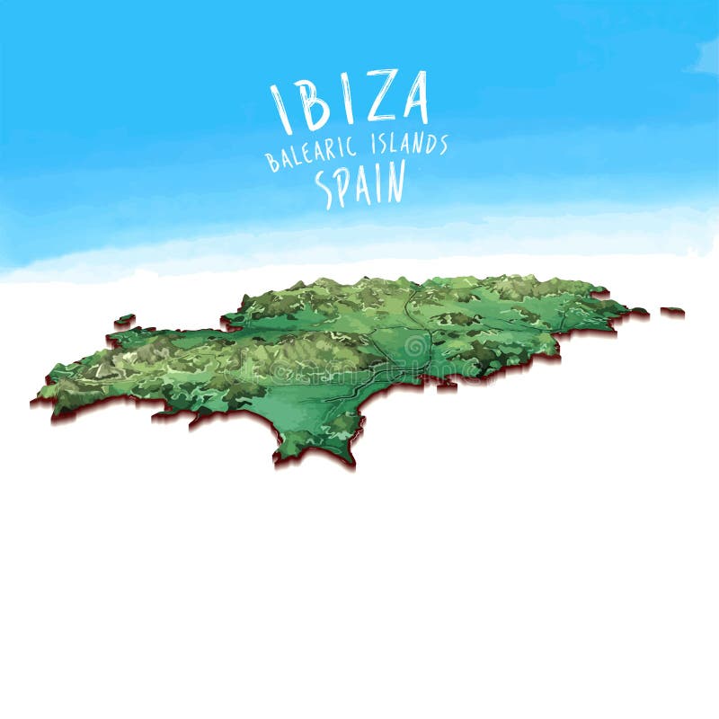 Mapa Moderno De La Isla De Ibiza, España Ilustración del Vector ...