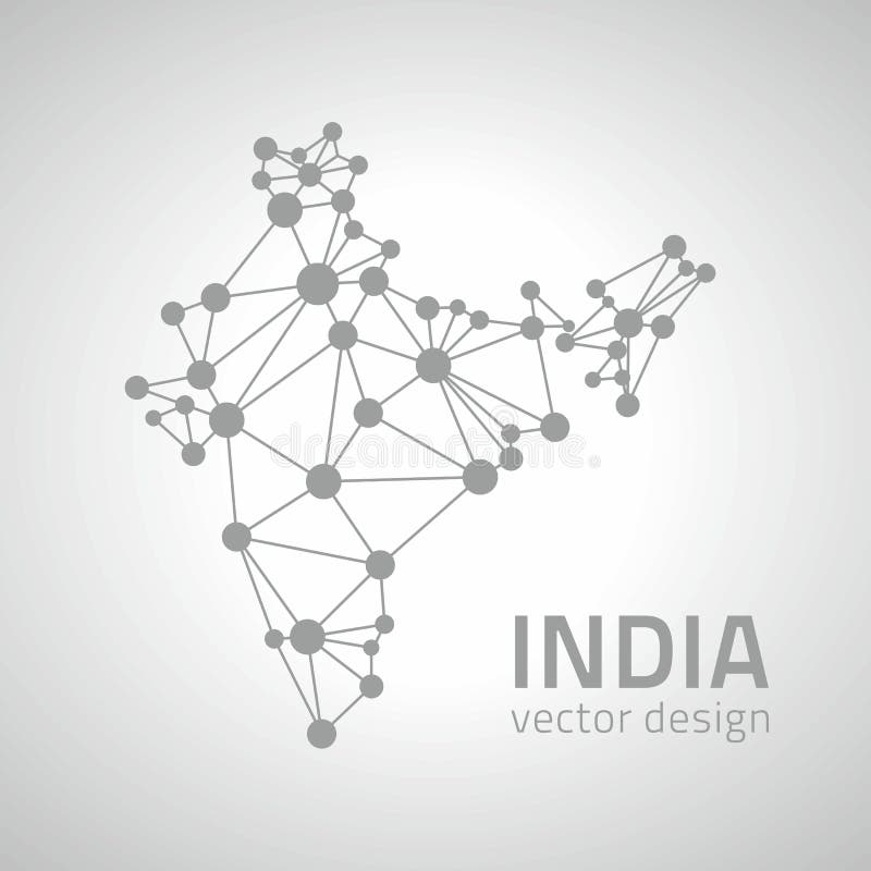 Mapa Moderno Del Esquema Del Punto Del Vector De La India De La ... Mapa Moderno Del Esquema Del Punto Del Vector De La India De La ...