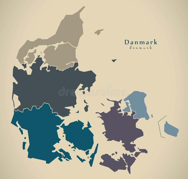 Mapa Vectorial De Las Regiones De Denmark Con Las Principales Ciudades ...