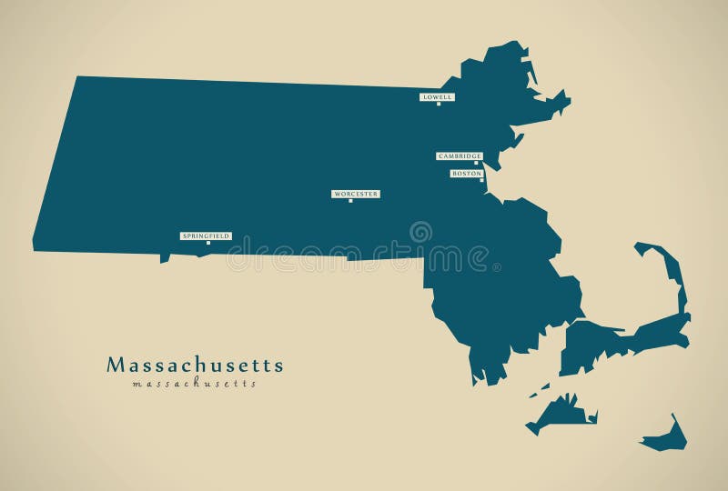 Mapa Moderno - Ilustração De Massachusetts EUA Ilustração Stock ...