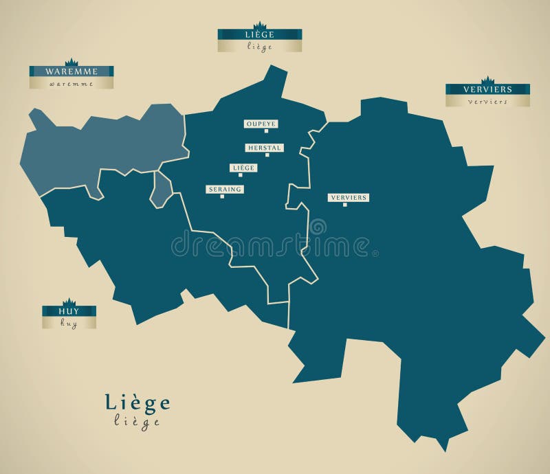 Mapa De Lieja De Bélgica Con El Ejemplo Belga De La Bandera Nacional ...
