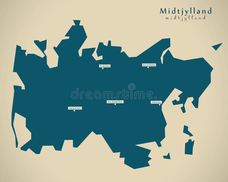 Mapa Moderno - Silhueta DK Do País De Dinamarca Ilustração Stock ...