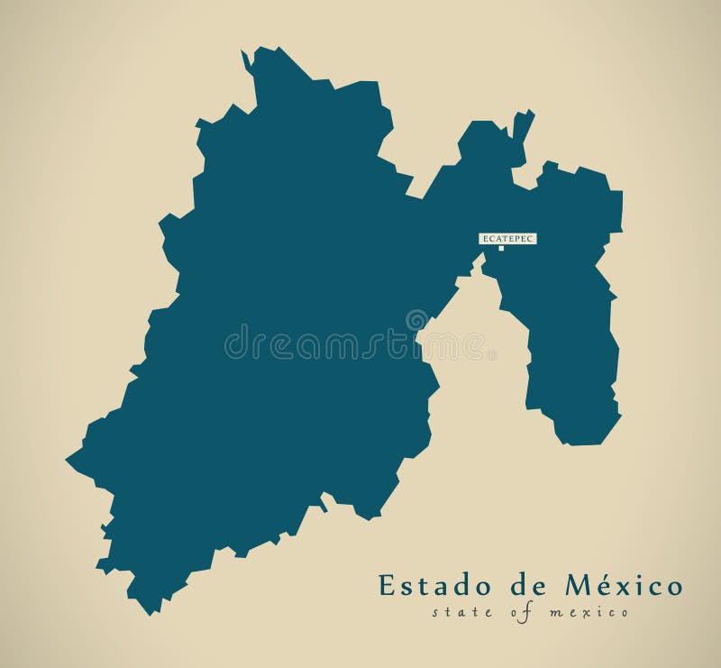 Mapa Moderno - MX De Estado De México México Stock de ilustración ...