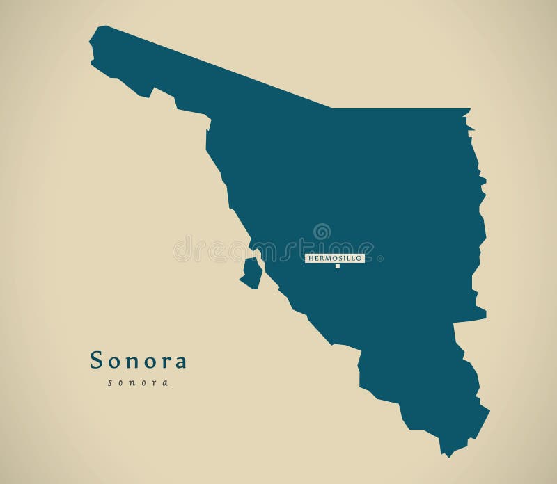 Mapa Moderno - MX De México Del Sonora Stock de ilustración ...
