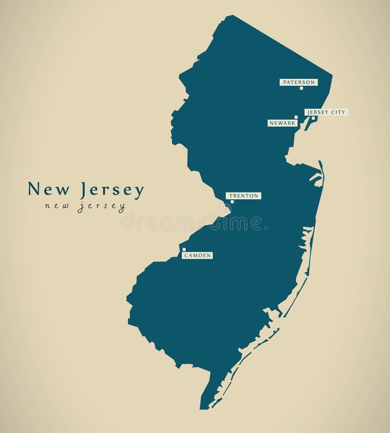 Estado De New Jersey Por Los Condados Ilustración del Vector ...