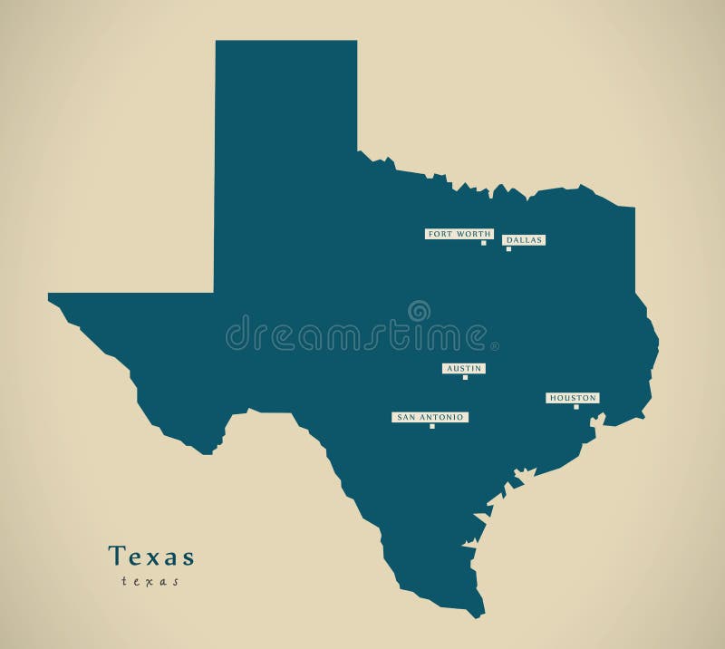Mapa Moderno - Silueta Del Ejemplo De Tejas Los E.E.U.U. Stock de ...