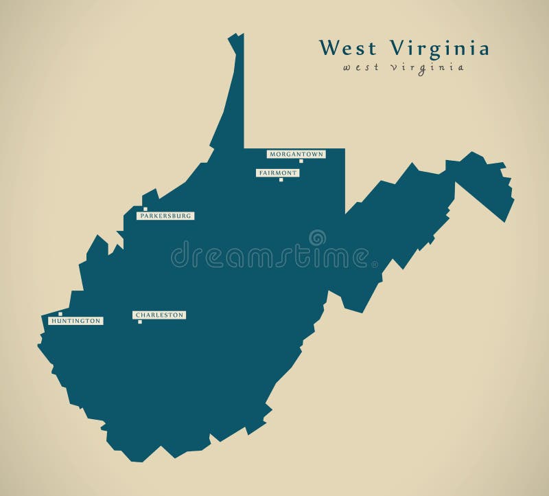 Mapa De Virginia Occidental Ilustración del Vector - Ilustración de ...