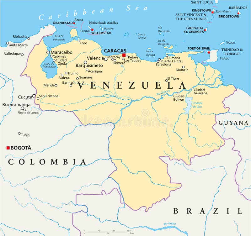 Mapa político da Venezuela ilustração do vetor. Ilustração de aruba ...