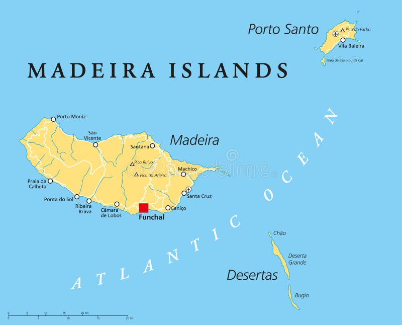 Mapa Político Das Ilhas De Madeira Ilustração do Vetor - Ilustração de ...