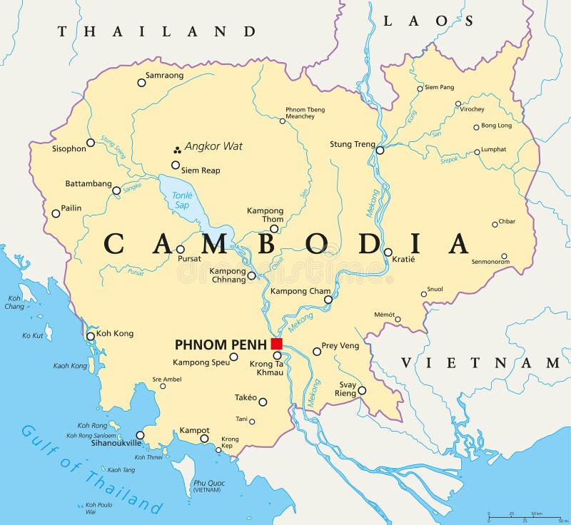 Mapa político de Camboya ilustración del vector. Ilustración de mekong ...