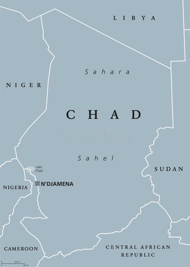 Mapa político de Chade ilustração do vetor. Ilustração de sahel - 96057535