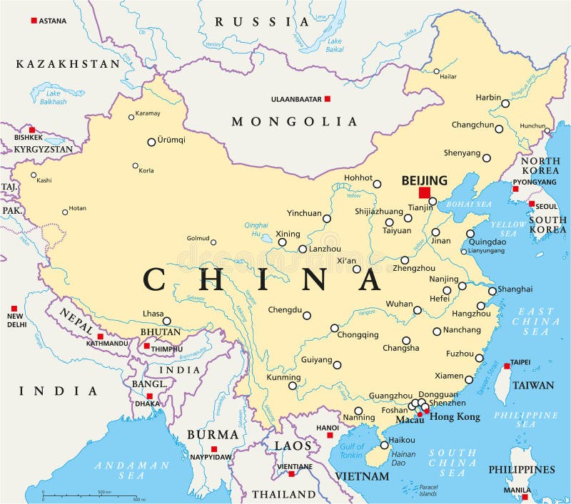 Mapa político de China ilustración del vector. Ilustración de pista ...