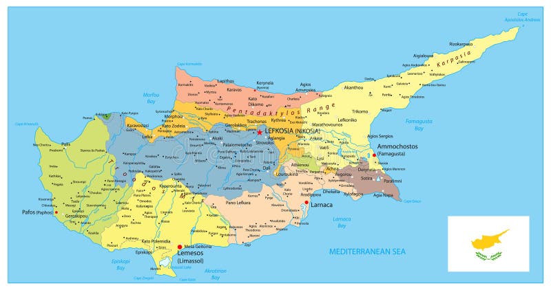 Mapa de Chipre ilustração do vetor. Ilustração de mediterrâneo - 94543548