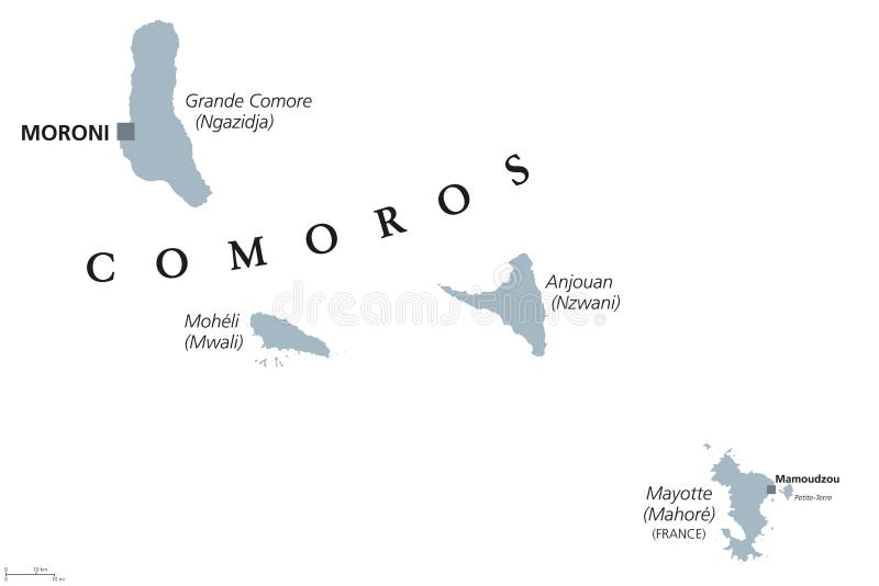 Mapa Político De Comores E De Mayotte Ilustração do Vetor - Ilustração ...