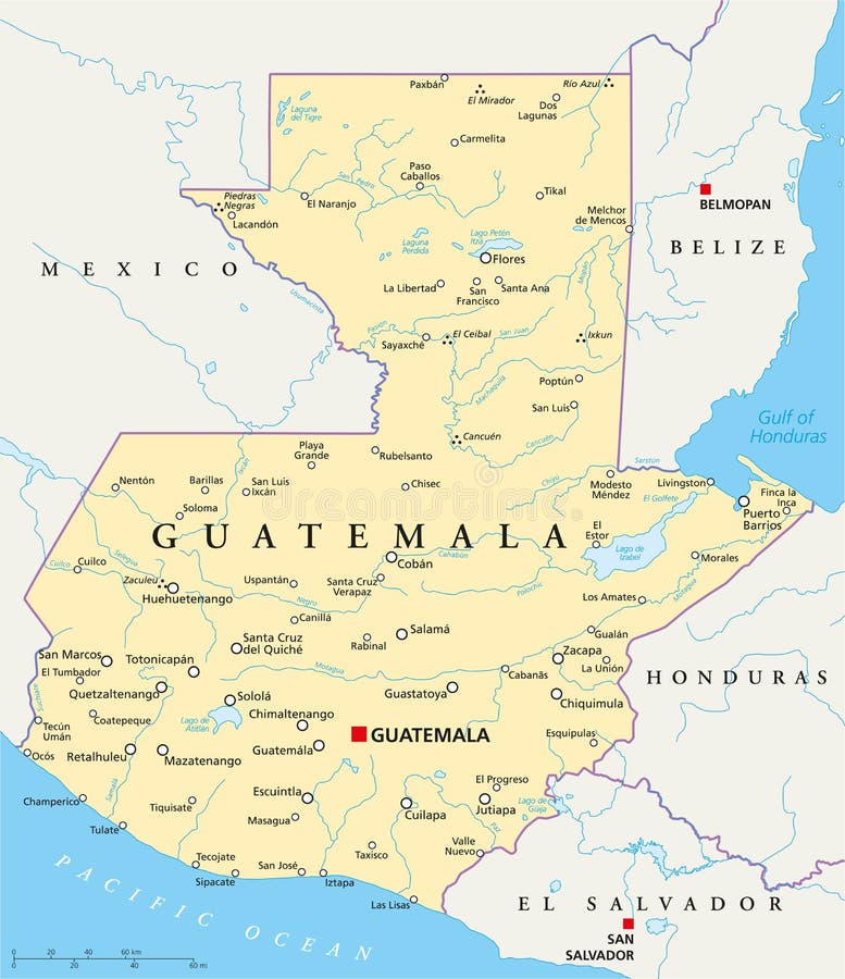 Mapa de Guatemala ilustración del vector. Ilustración de color - 32285728