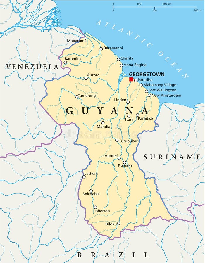 Mapa Político da Guiana ilustração do vetor. Ilustração de mapa - 102716011