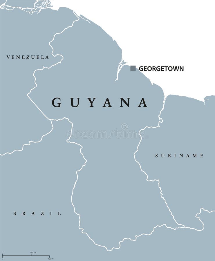 Mapa político de Guyana ilustración del vector. Ilustración de gris ...