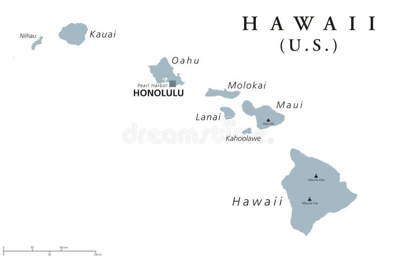 Mapa Político De Las Islas De Hawaii Ilustración del Vector ...