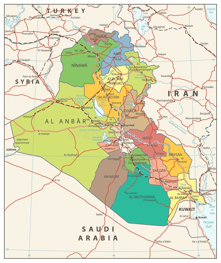 Mapa político de Iraq ilustración del vector. Ilustración de bagdad ...