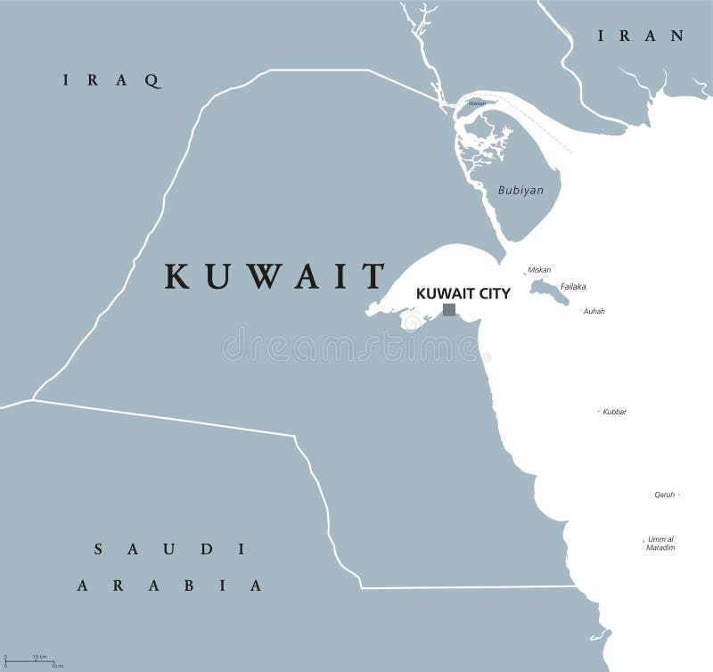 Mapa político de Kuwait ilustración del vector. Ilustración de frontera ...