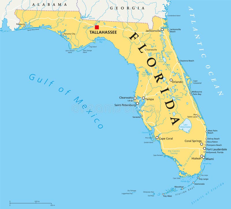 Mapa Político De La Florida Ilustración del Vector - Ilustración de ...